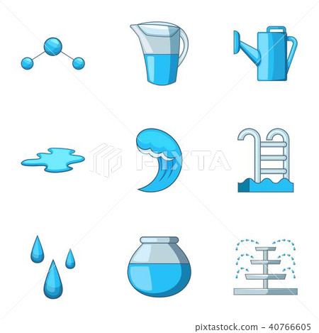 Water supply icons set, cartoon style - Stock Illustration [40766605 ...