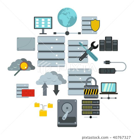 Database icons set, flat style - Stock Illustration [40767327] - PIXTA