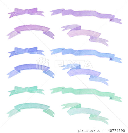 Hand drawn ribbon blue - Stock Illustration [40774390] - PIXTA