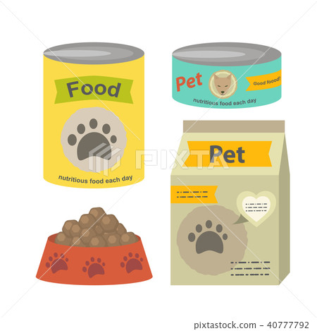 Pet food set vector flat illustration isolated - Stock Illustration ...