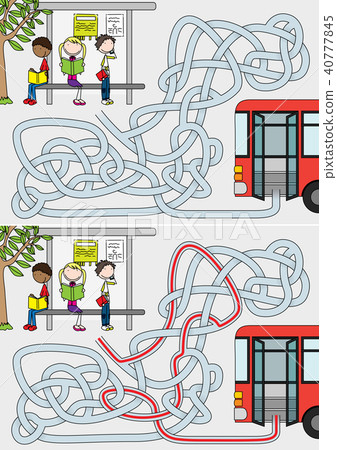 Bus stop maze - Stock Illustration [40777845] - PIXTA