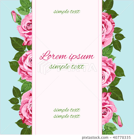 Vector pink roses greeting card - Stock Illustration [40778335] - PIXTA