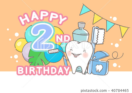 tooth with happy birthday - Stock Illustration [40784465] - PIXTA