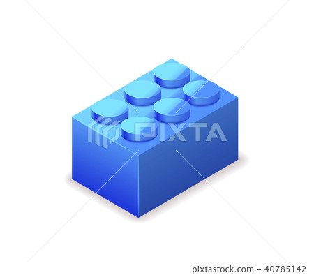Bright colorful blue lego brick in isometric view - Stock Illustration ...
