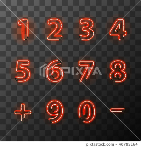 Bright red neon letters. Neon numbers - Stock Illustration [40785164 ...