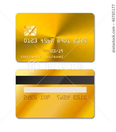 Golden realistic credit card from both sides - Stock Illustration ...