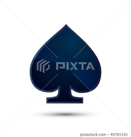 Glossy deep blue spades card suit icon on white - Stock Illustration ...