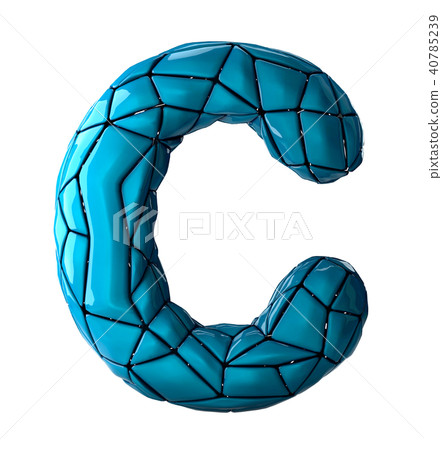 Capital latin letter C in low poly style blue... - Stock Illustration ...