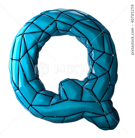 Capital latin letter Q in low poly style blue... - Stock Illustration ...