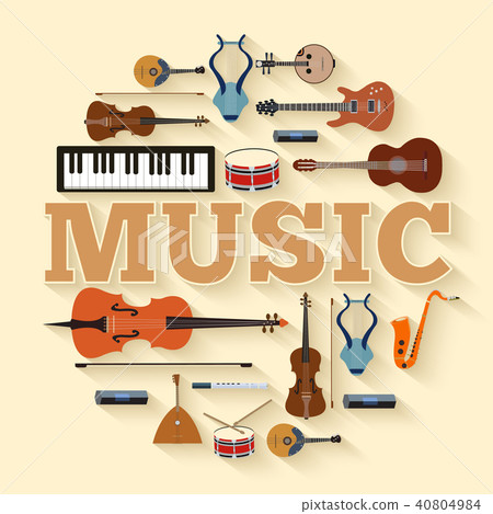 Music instruments circle infographics template - Stock Illustration ...