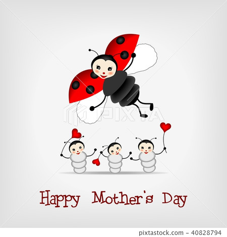 mother ladybug with three babies - Stock Illustration [40828794] - PIXTA