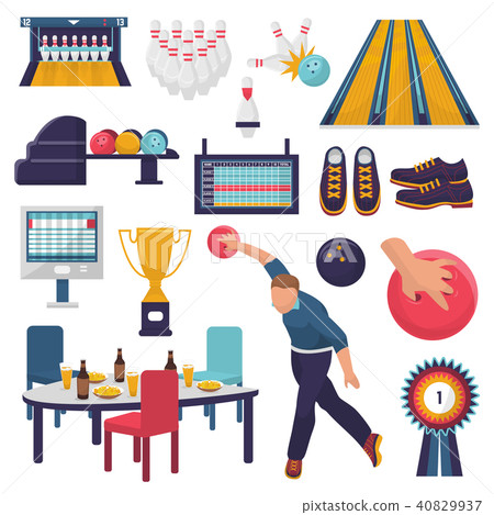 Bowling vector man character plays kegling game... - Stock Illustration ...