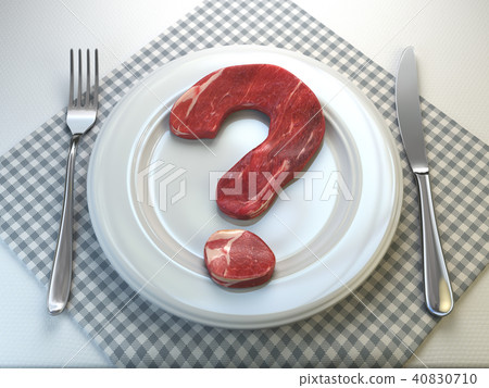 Plate with raw meat in the shape of question mark - Stock Illustration ...
