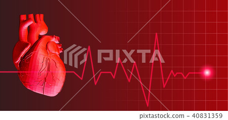 Human heart with heart rate pulse illustration-插圖素材 [40831359] - PIXTA圖庫