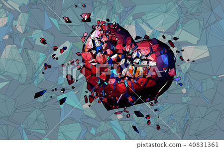 Stylized heart breaking illustration-插圖素材 [40831361] - PIXTA圖庫