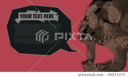 polygonal skull screaming with space for text-插圖素材 [40831373] - PIXTA圖庫