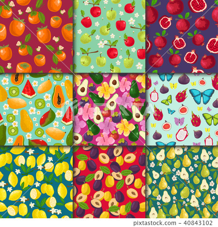Fruit pattern seamless vector fruity background... - Stock Illustration ...