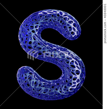Blue plastic letter S with abstract holes. 3d - Stock Illustration ...
