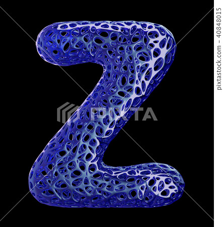Blue plastic letter Z with abstract holes. 3d - Stock Illustration ...