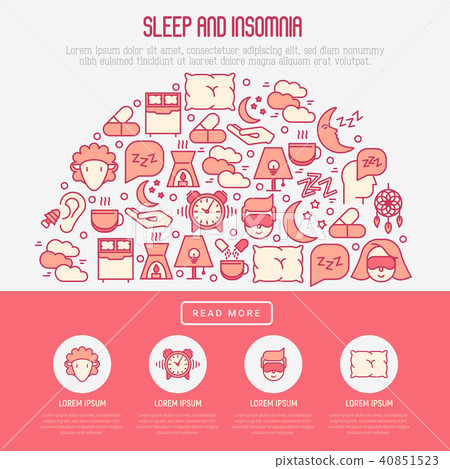 Sleep and insomnia concept in half circle - Stock Illustration ...