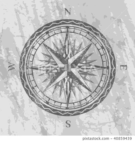 Compass rose on grunge grey background - Stock Illustration [40859439 ...