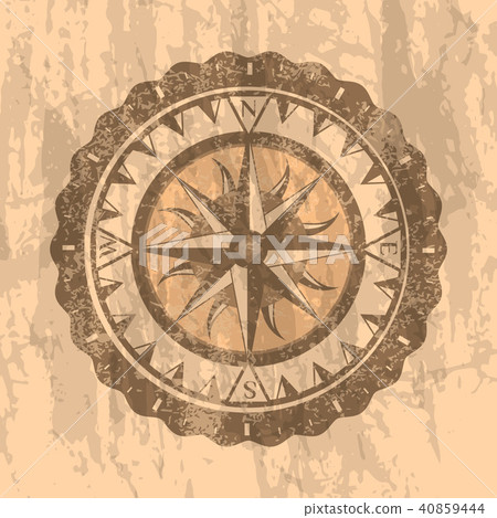 Grunge gray background with compass rose - Stock Illustration [40859444 ...