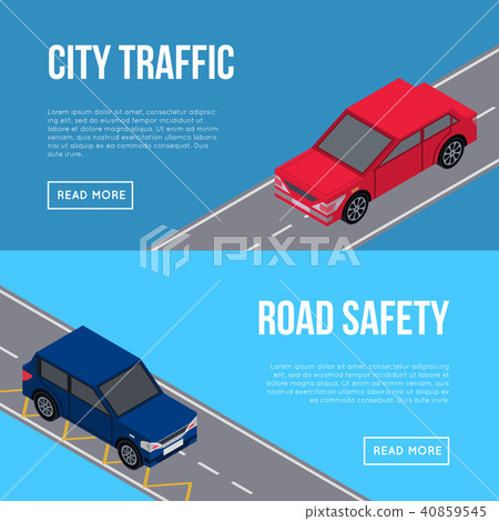 City traffic flyers with cars in road - Stock Illustration [40859545 ...