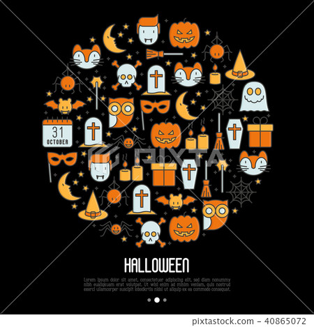 Cartoon Halloween concept in circle - Stock Illustration [40865072] - PIXTA