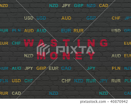 Money concept: Wasting Money on wall background - Stock Illustration ...