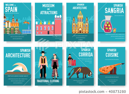 Spain vector brochure cards set. Country template - Stock Illustration ...