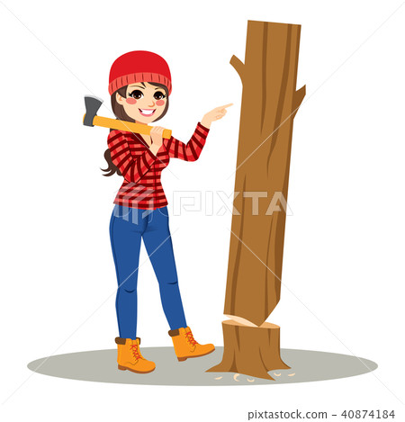 Female Lumberjack Tree Easy Concept - Stock Illustration [40874184] - PIXTA