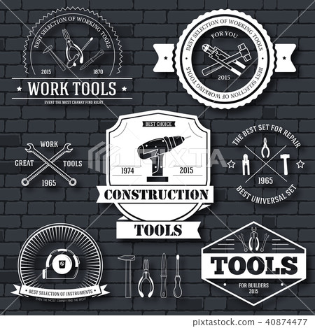 work tools set label template of emblem element - Stock Illustration ...