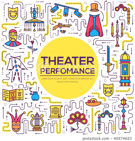 Premium quality theater outline icons infographic - Stock Illustration ...
