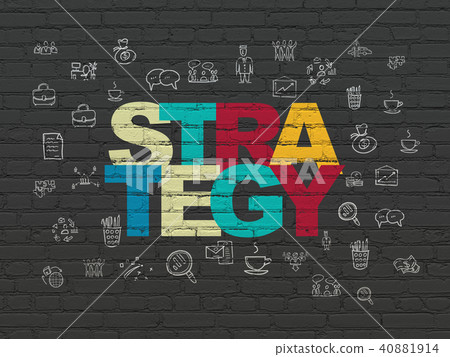 Business concept: Strategy on wall background - Stock Illustration ...