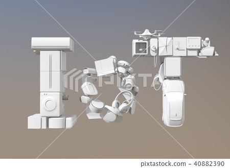 IoT letter expressed by white home color smart... - Stock Illustration ...