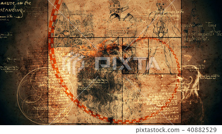 Code Da Vinci, Portrait and Golden Ratio - Stock Illustration [40882529 ...