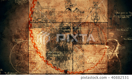 Code Da Vinci, Portrait and Golden Ratio - Stock Illustration [40882531 ...