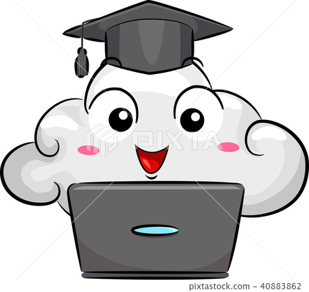 Mascot Cloud Elearning Online Illustration-插圖素材 [40883862] - PIXTA圖庫