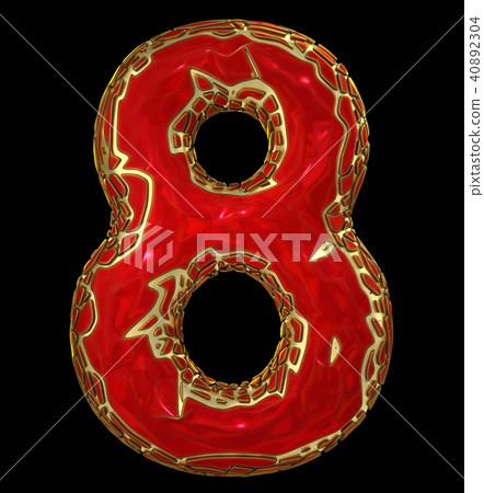 Number 8 eight in low poly style red color... - Stock Illustration ...