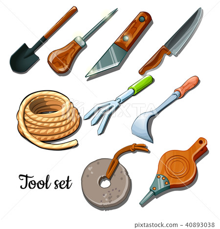 The universal set of tools and fixtures is... - Stock Illustration ...