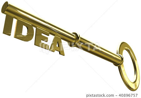 CG illustration idea inspiration idea key gold... - Stock Illustration ...