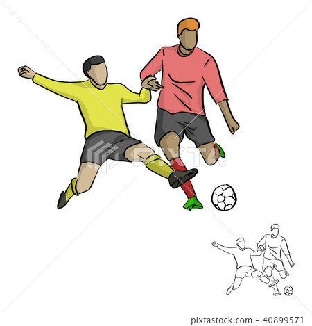 two soccer players fighting for a ball vector - Stock Illustration ...