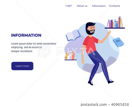 Man in information surroundings - smiling flat... - Stock Illustration ...