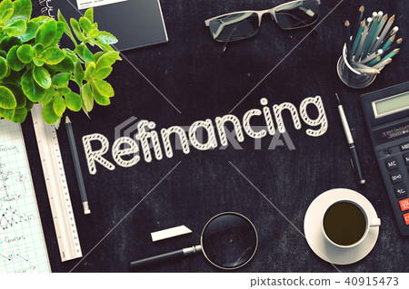 Refinancing Handwritten on Black Chalkboard. 3D... - Stock Illustration ...