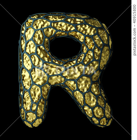 Letter R made of natural snake skin texture. 3D... - Stock Illustration ...