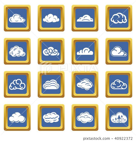 Cloud icons set blue square vector - Stock Illustration [40922372] - PIXTA