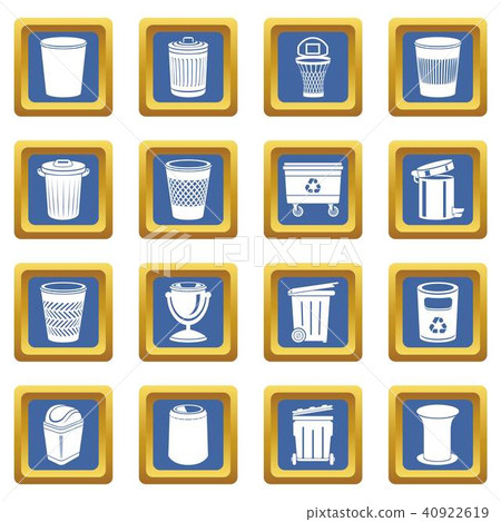 Trash can icons set blue square vector - Stock Illustration [40922619 ...