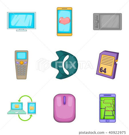 Handheld device icons set, cartoon style - Stock Illustration [40922975 ...