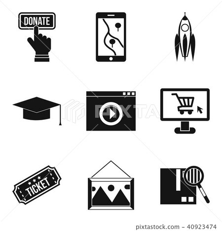 Network resources icons set, simple style - Stock Illustration ...