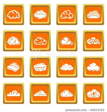 Cloud icons set orange square vector - Stock Illustration [40924283 ...